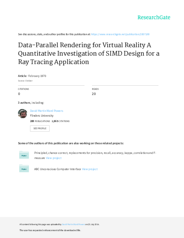 (PDF) Data-Parallel Rendering for Virtual Reality A Quantitative Investigation of SIMD Design ...