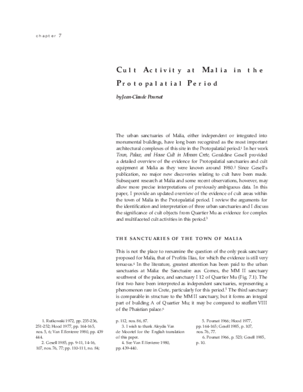(PDF) Cult activity at Malia in the Protopalatial Period: A Review of ...