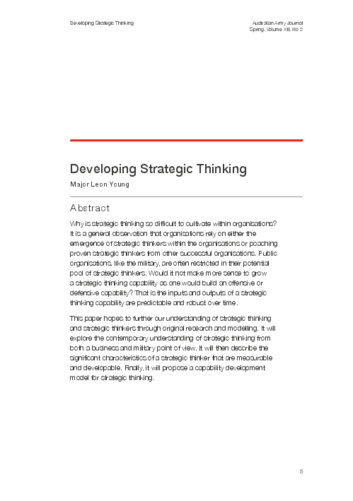 (PDF) Developing Strategic Thinking