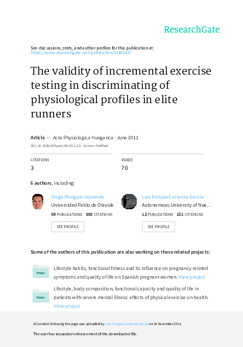 (PDF) The validity of incremental exercise testing in discriminating of ...