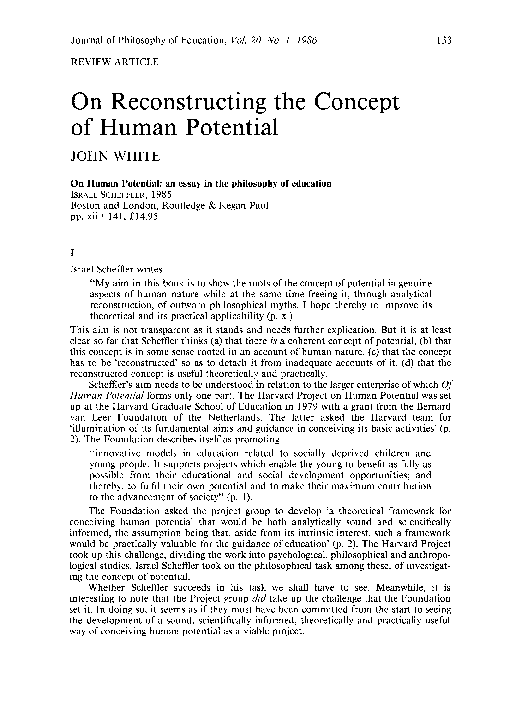(PDF) On Reconstructing the Concept of Human Potential (1986)