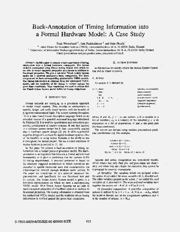 (PDF) Back-annotation of timing information into a formal hardware ...