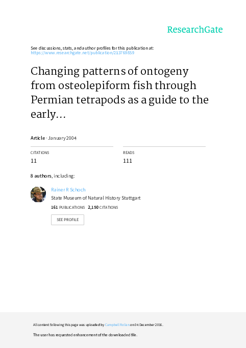 (PDF) Changing patterns of ontogeny from osteolepiform fish through ...