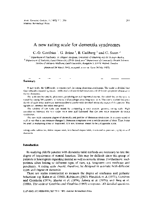 (PDF) A new rating scale for dementia syndromes