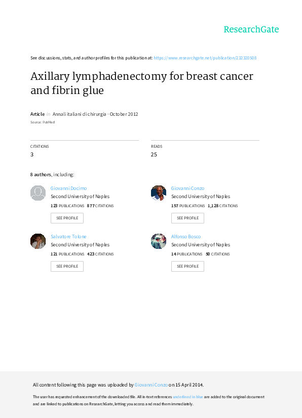 (PDF) Axillary lymphadenectomy for breast cancer and fibrin glue ...