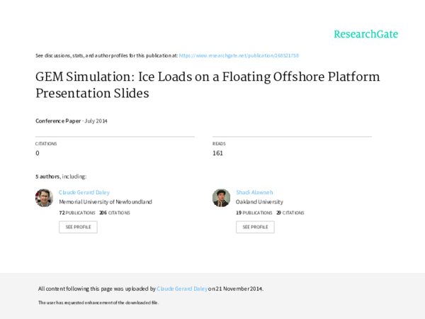 (PDF) GEM Simulation: Ice Loads on a Floating Offshore Platform Presentation Slides