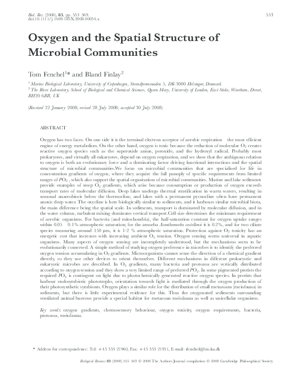 (PDF) Oxygen and the spatial structure of microbial communities