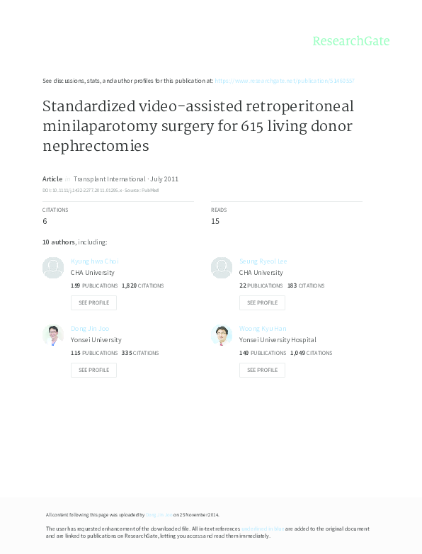 (PDF) Standardized video-assisted retroperitoneal minilaparotomy ...