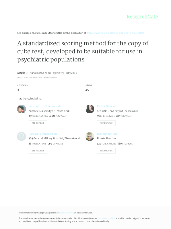 (PDF) A standardized scoring method for the copy of cube test ...