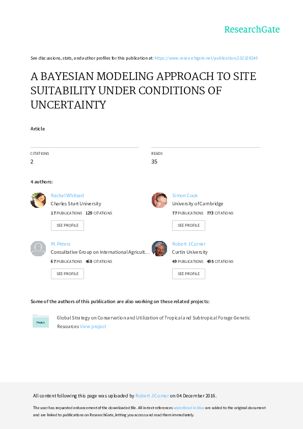 (PDF) Bayesian Modeling for Site Suitability Analysis