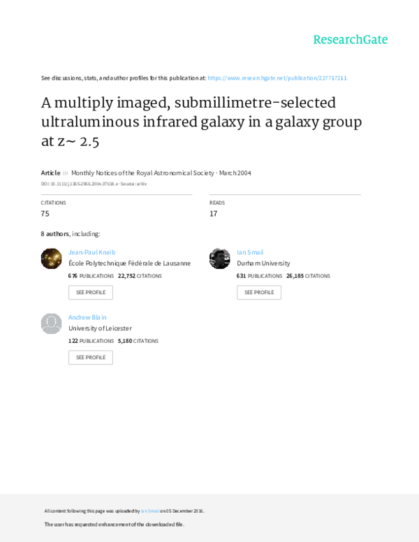(PDF) A multiply imaged, submillimetre‐selected ultraluminous infrared ...