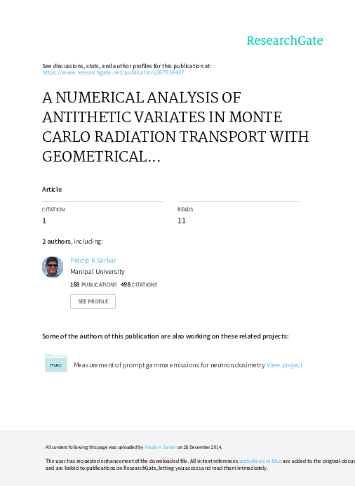 (PDF) A Numerical Analysis of Antithetic Variates in Monte Carlo ...