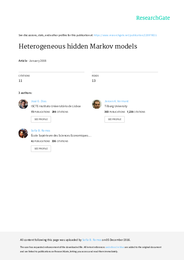 (PDF) Heterogeneous hidden Markov models