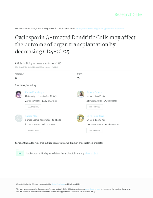 (PDF) Cyclosporin A-treated Dendritic Cells may affect the outcome of organ transplantation by ...