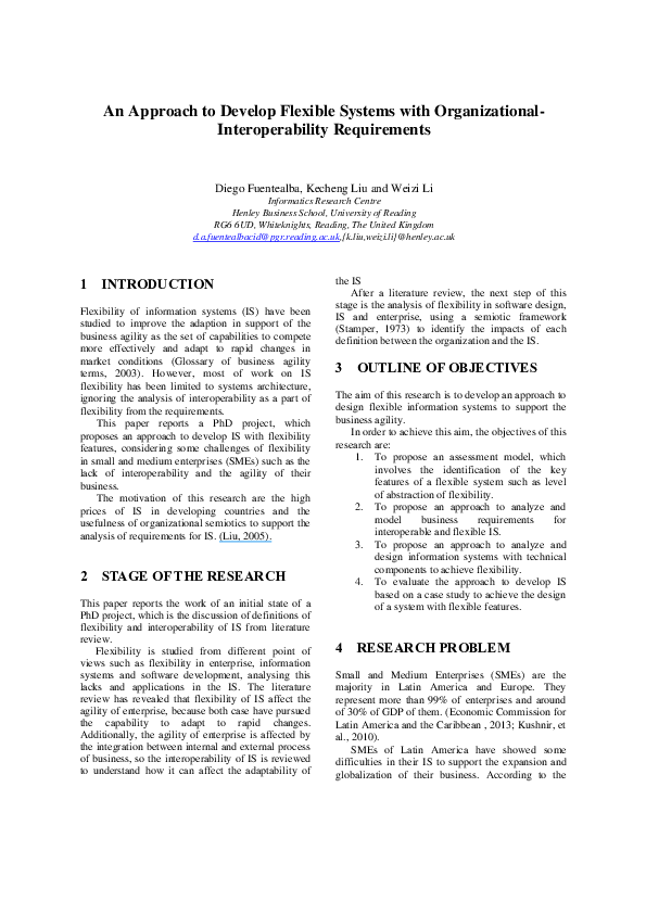(PDF) An Approach to Develop Flexible Systems with Organizational- Interoperability Requirements