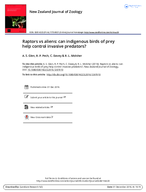 (PDF) Raptors vs aliens: can indigenous birds of prey help control ...