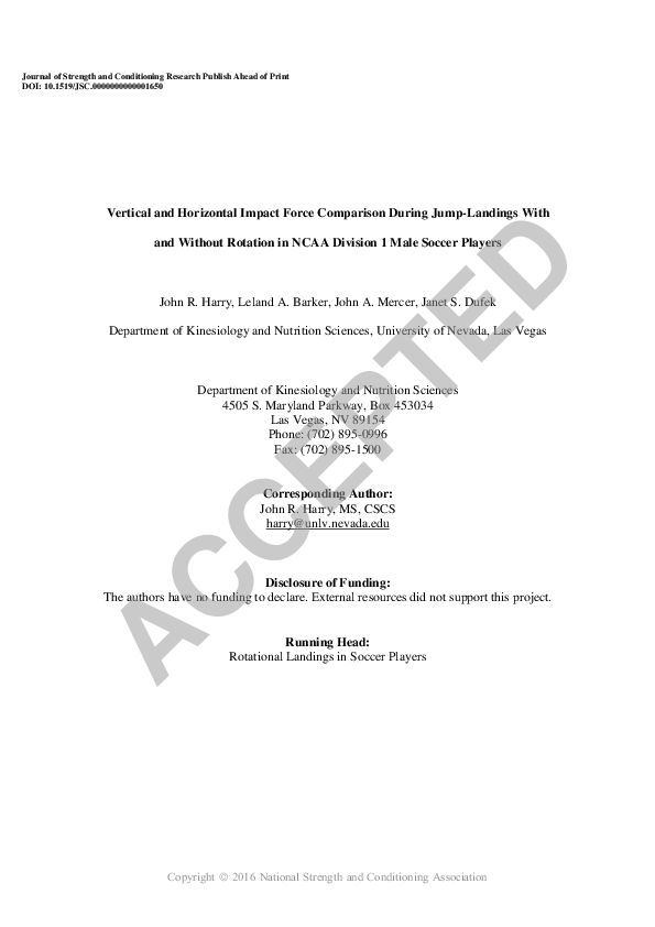 (PDF) Vertical and Horizontal Impact Force Comparison During Jump ...