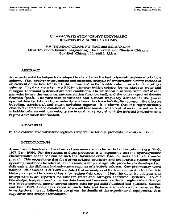 (PDF) Characterization of hydrodynamic regimes in a bubble column