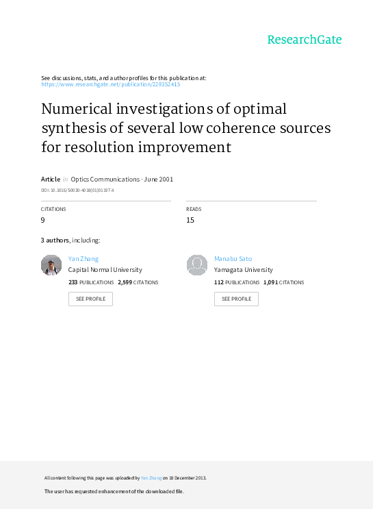 (PDF) Numerical investigations of optimal synthesis of several low ...