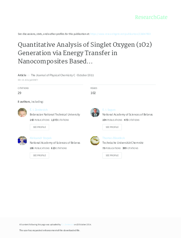 (PDF) Quantitative Analysis of Singlet Oxygen (1O2) Generation via ...