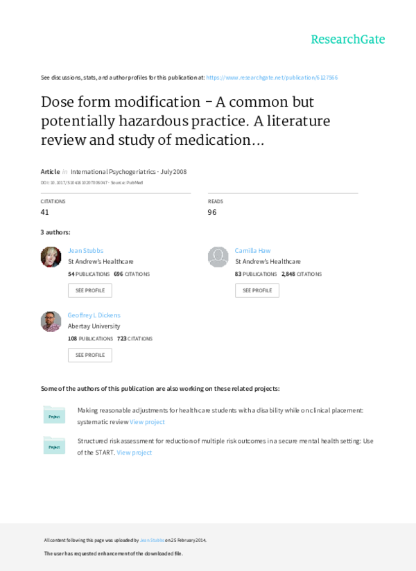 (PDF) Dose form modification–a common but potentially hazardous ...