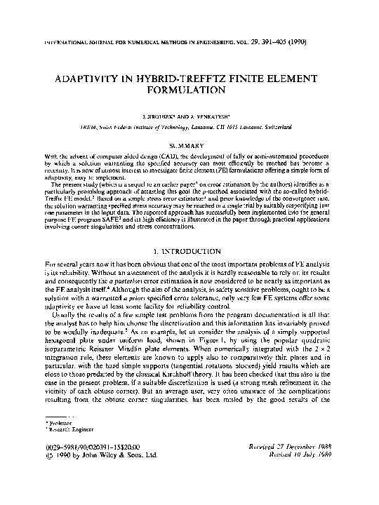 (PDF) Adaptivity in hybrid-Trefftz finite element formulation