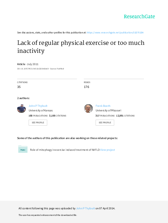 (PDF) Lack of regular physical exercise or too much inactivity