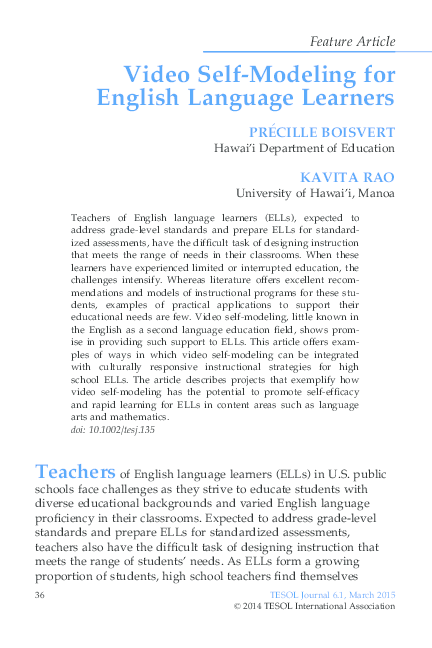 (PDF) Video Self-Modeling for English Language Learners