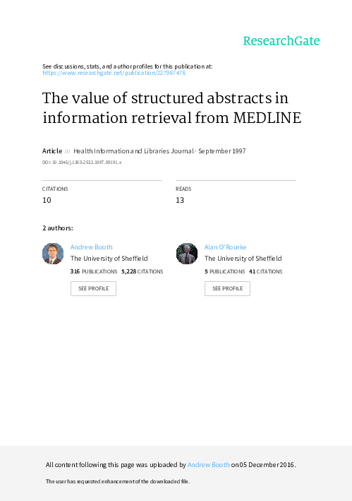 (PDF) The value of structured abstracts in information retrieval from ...
