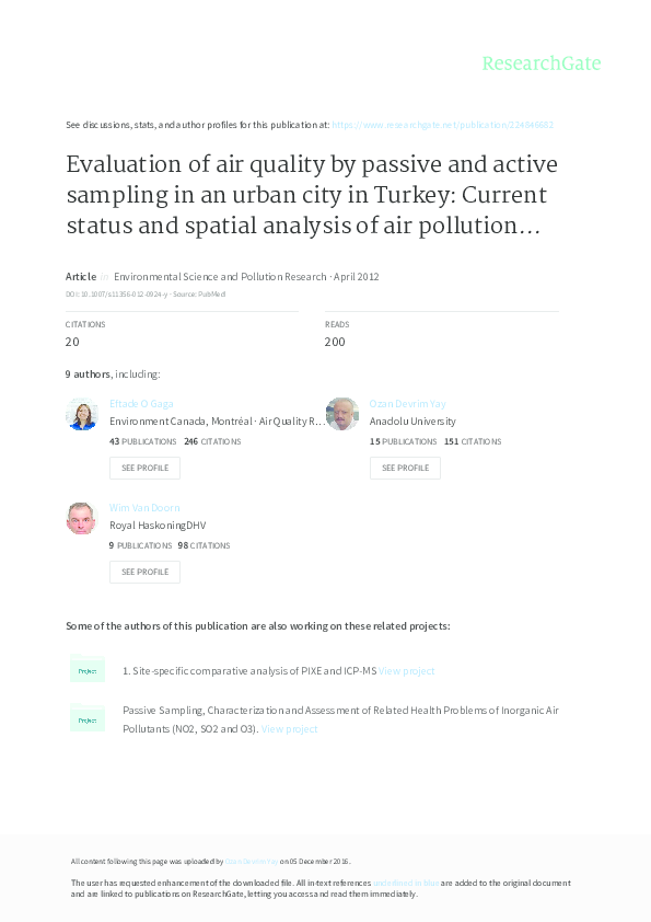 (PDF) Evaluation of air quality by passive and active sampling in an ...