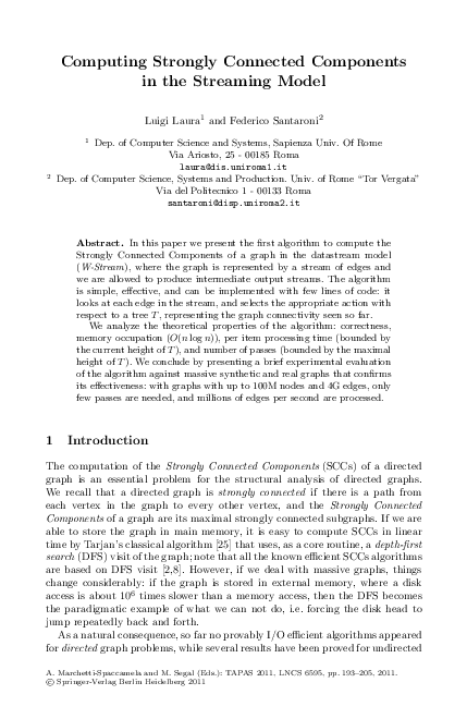 Computing strongly connected components in the streaming model Computing strongly connected components in the streaming model