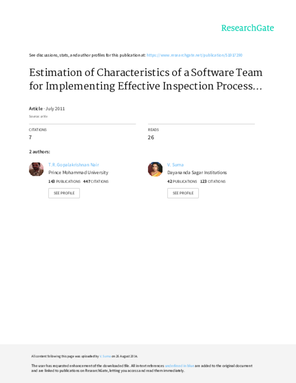 (PDF) Estimation of characteristics of a software team for implementing ...