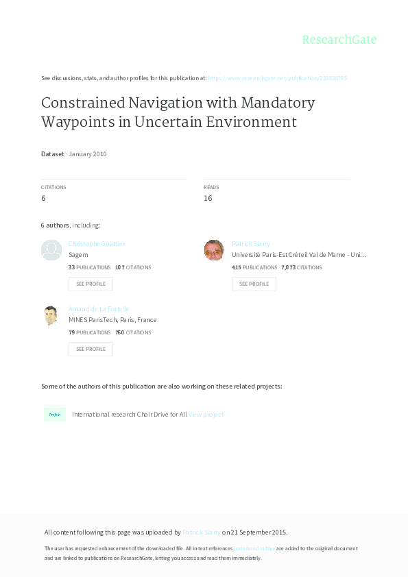 (PDF) Constrained Navigation with Mandatory Waypoints in Uncertain Environment