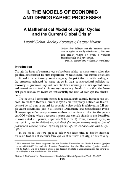 (PDF) A Mathematical Model of Juglar Cycles and the Current Global ...
