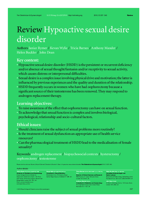 (PDF) Hypoactive Sexual Desire Disorder
