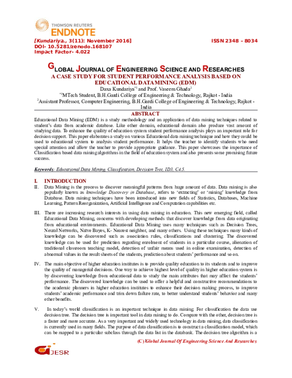 A Case Study for Student Performance Analysis based on Educational Data ...