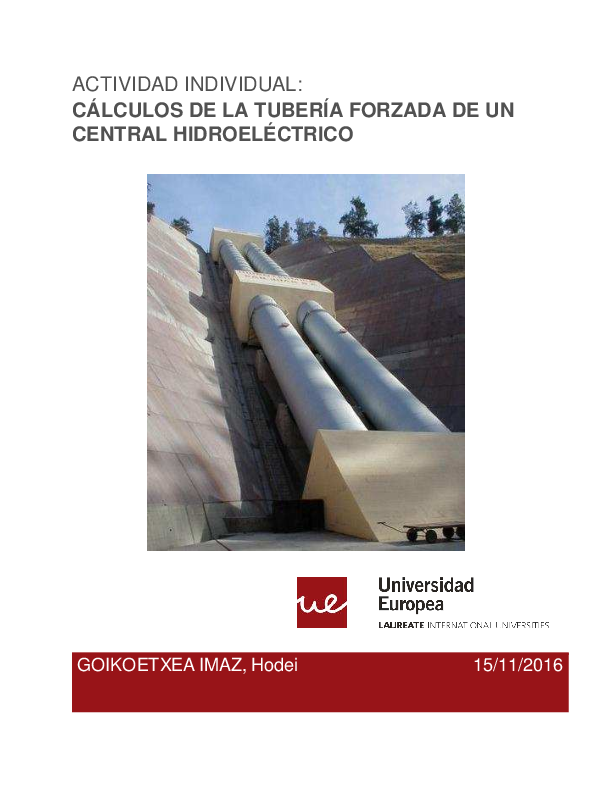(PDF) CÁLCULOS DE LA TUBERÍA FORZADA DE UN CENTRAL HIDROELÉCTRICO