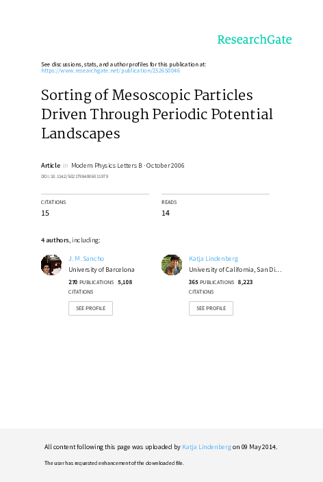 (PDF) Sorting of Mesoscopic Particles Driven Through Periodic Potential ...