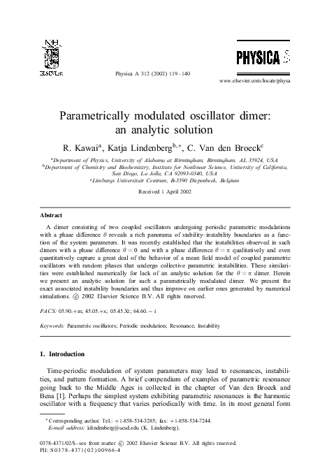 (PDF) Parametrically modulated oscillator dimer: an analytic solution