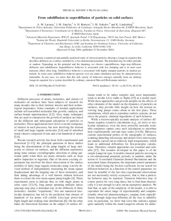 (PDF) From subdiffusion to superdiffusion of particles on solid surfaces
