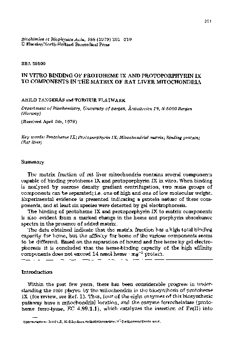 (PDF) In vitro binding of protoheme IX and protoporphyrin IX to ...