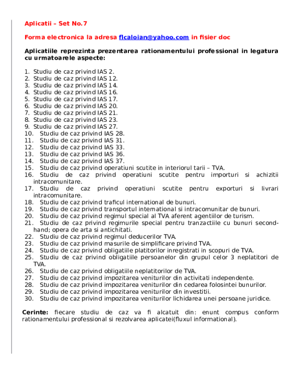 (DOC) Aplicatii Set No7 | Lavinia Serbanescu - Academia.edu