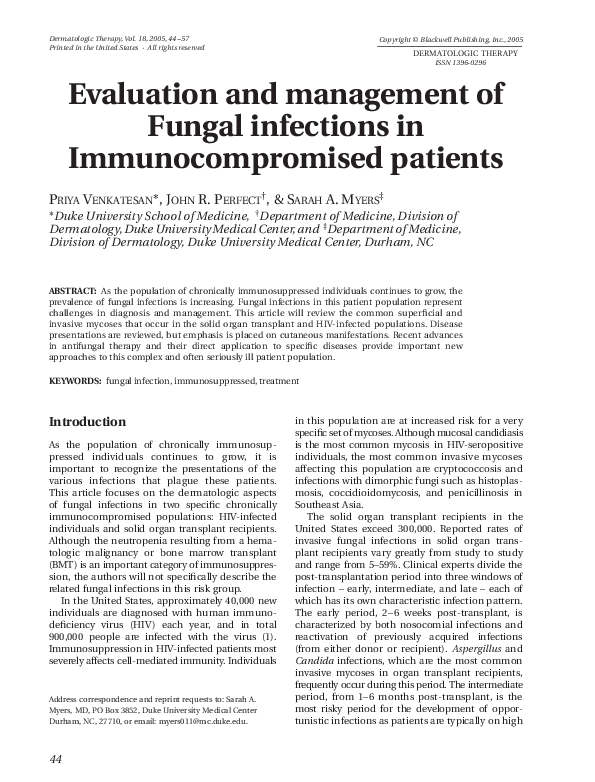 (PDF) Evaluation and management of Fungal infections in ...
