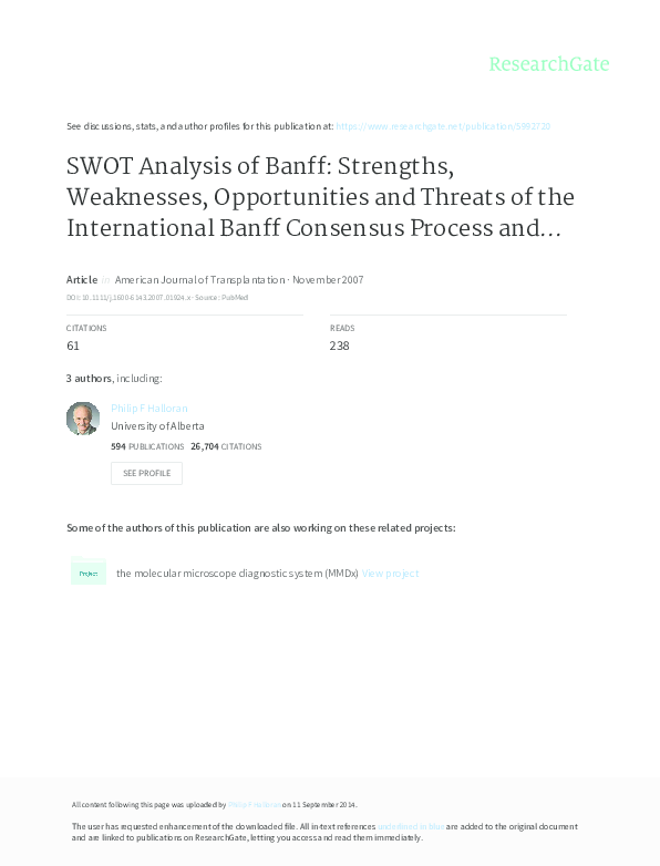 (PDF) SWOT analysis of Banff: Strengths, weaknesses, opportunities and ...