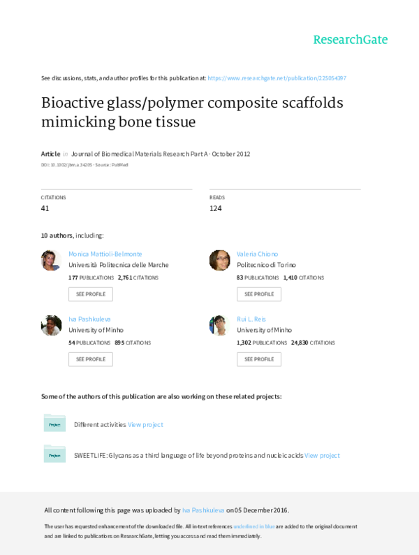 (PDF) Bioactive glass/polymer composite scaffolds mimicking bone tissue