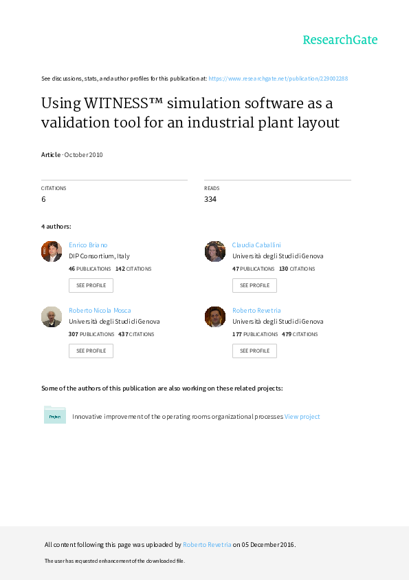 (PDF) Using WITNESS simulation software as a validation tool for an ...