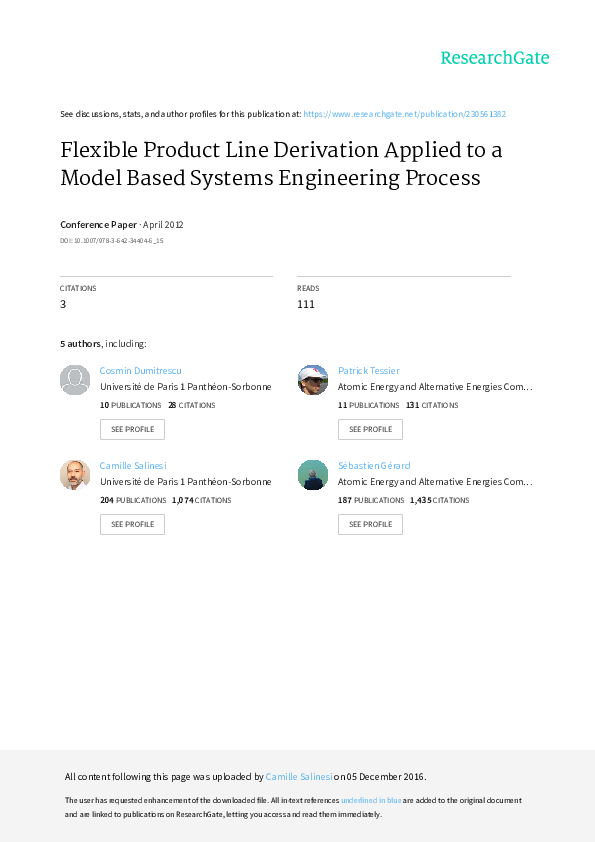(PDF) Flexible Product Line Derivation applied to a Model Based Systems Engineering process