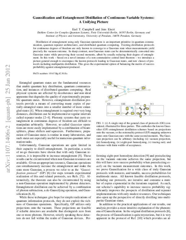 (PDF) Gaussification and entanglement distillation of continuous variable systems: a unifying ...