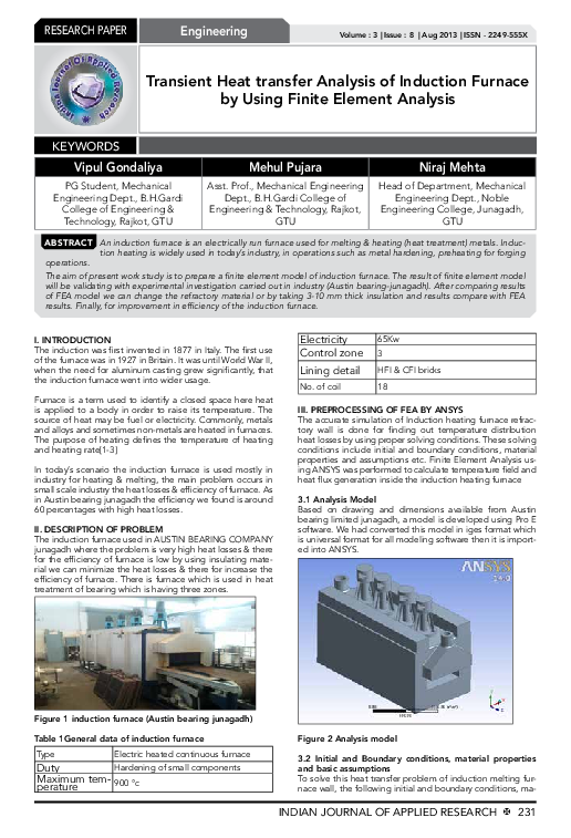 (PDF) Transient Heat transfer Analysis of Induction Furnace by Using ...