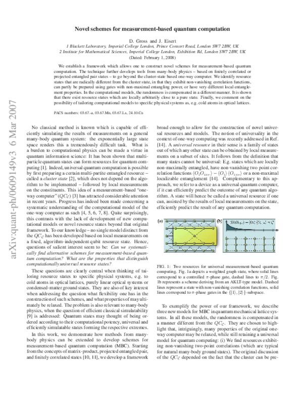 (PDF) Novel schemes for measurement-based quantum computation